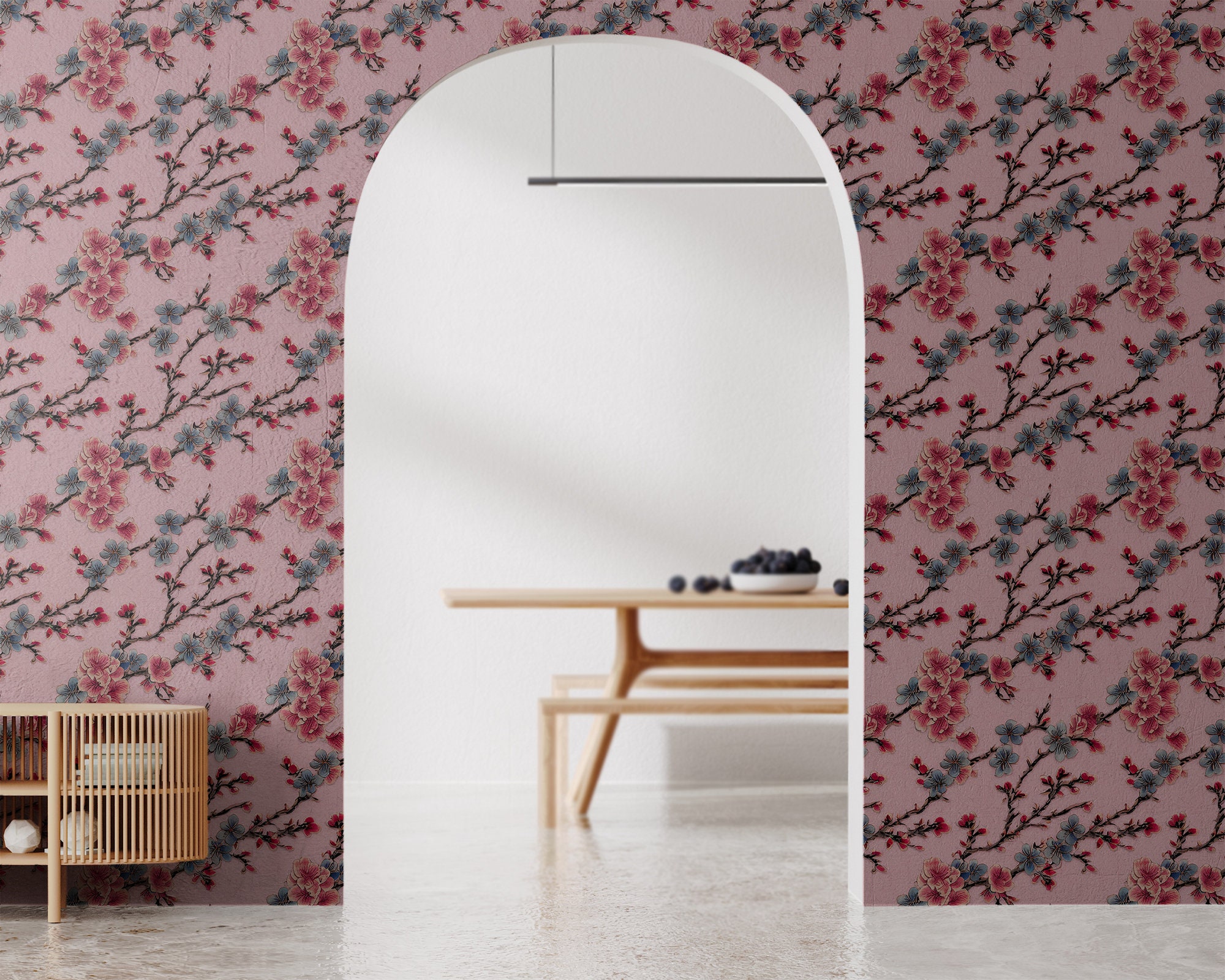 Pink Chinoiserie Wallpaper Peel and Stick Chinoiserie - Etsy