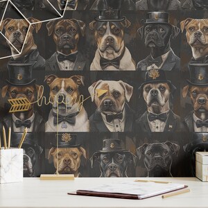 Wallpaper Moody Vintage Dog Luxury Wall Decor Fun Funky Dogs Dark Retro ...