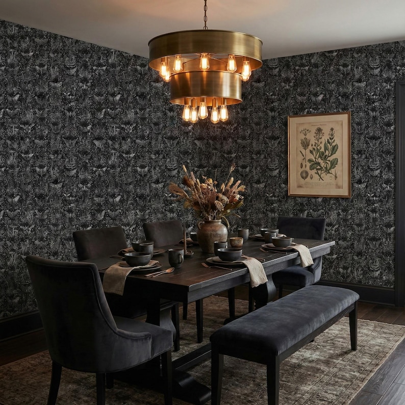 Dark Academia Wallpaper Midnight Moth Gothic Woodland Mushroom Cottage ...