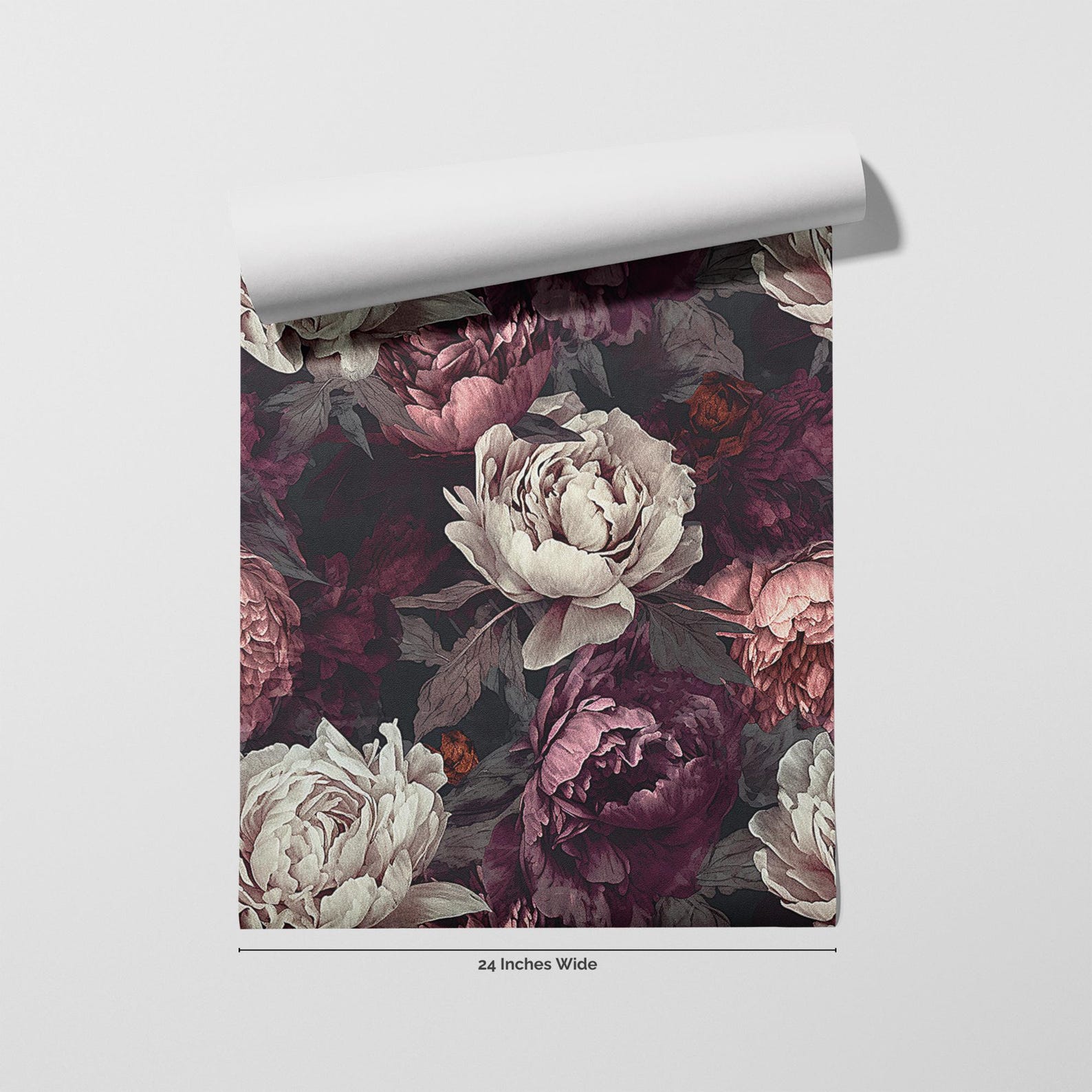 Gothic Peony Wallpaper Vintage Floral Accent Wall Decor Peel and Stick ...