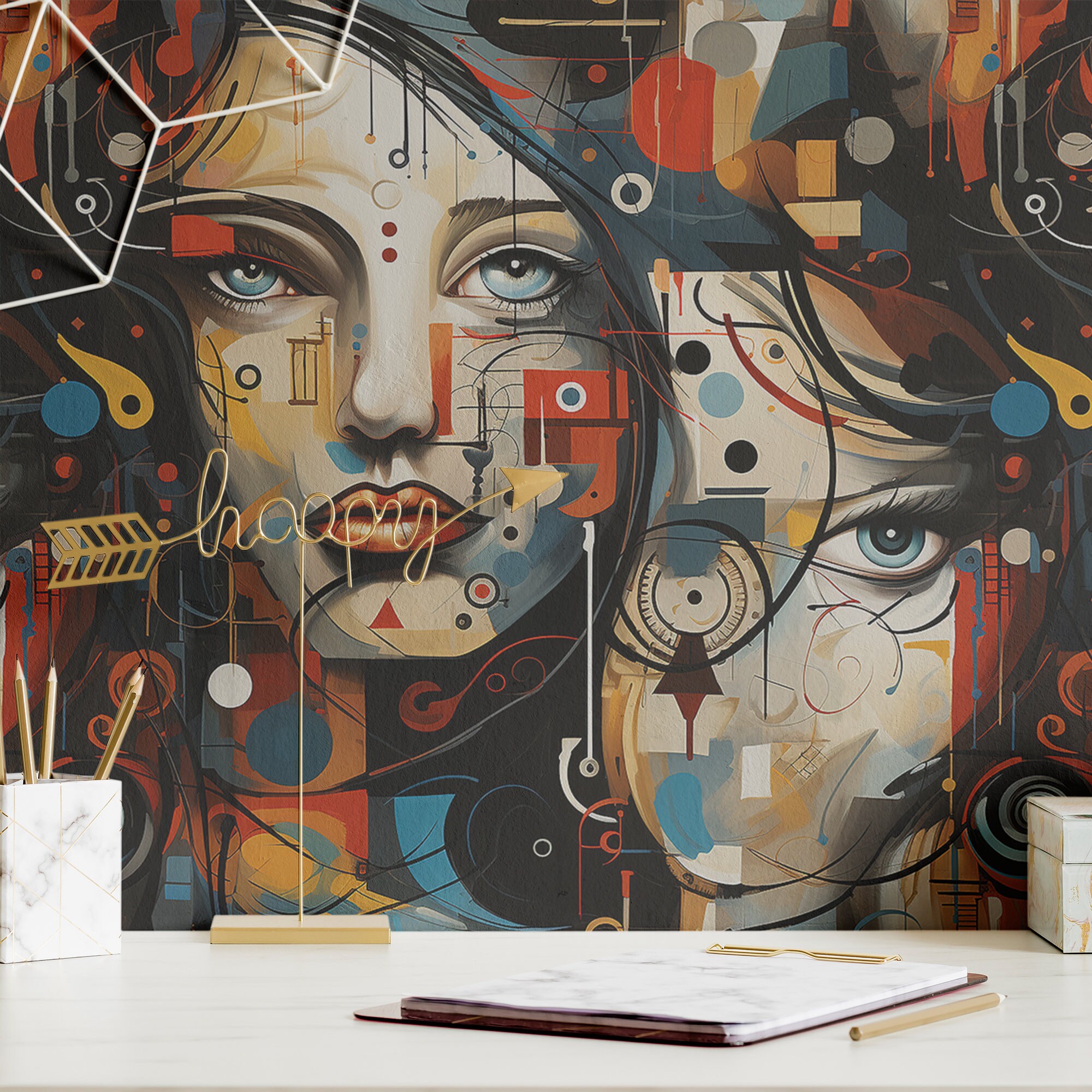 Wallpaper Dark Abstract Funky 80s Luxury Wall Decor Fun Moody - Etsy