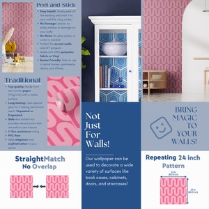 Funky Pink Abstract Wallpaper: Fun Accent Wall Decor Peel and Stick or ...