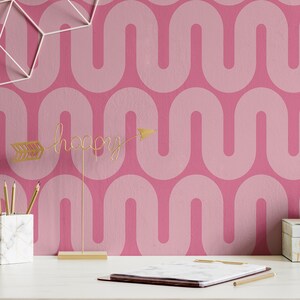 Funky Pink Abstract Wallpaper Fun Accent Wall Decor Peel and Stick or ...