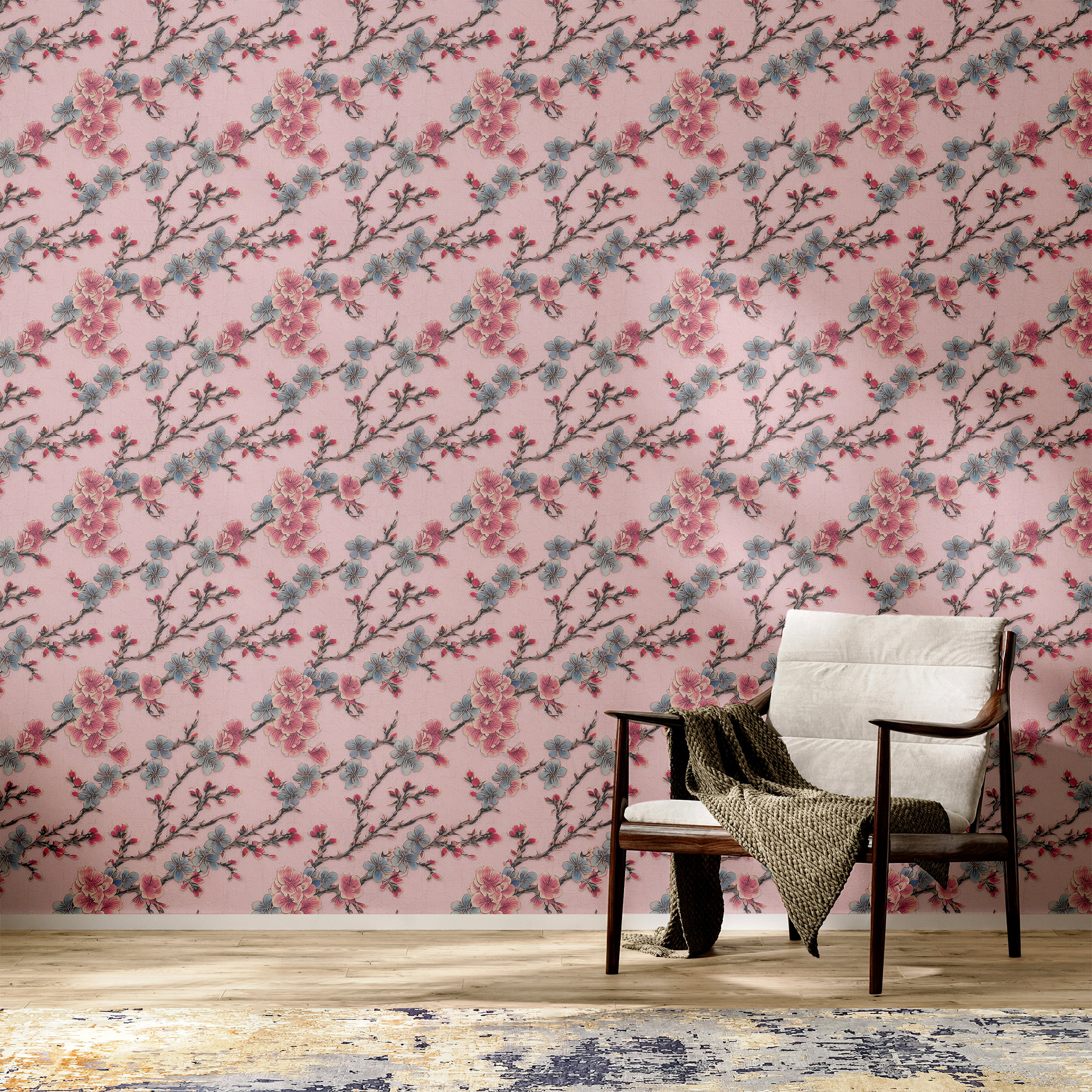 Pink Chinoiserie Wallpaper Peel and Stick Chinoiserie - Etsy