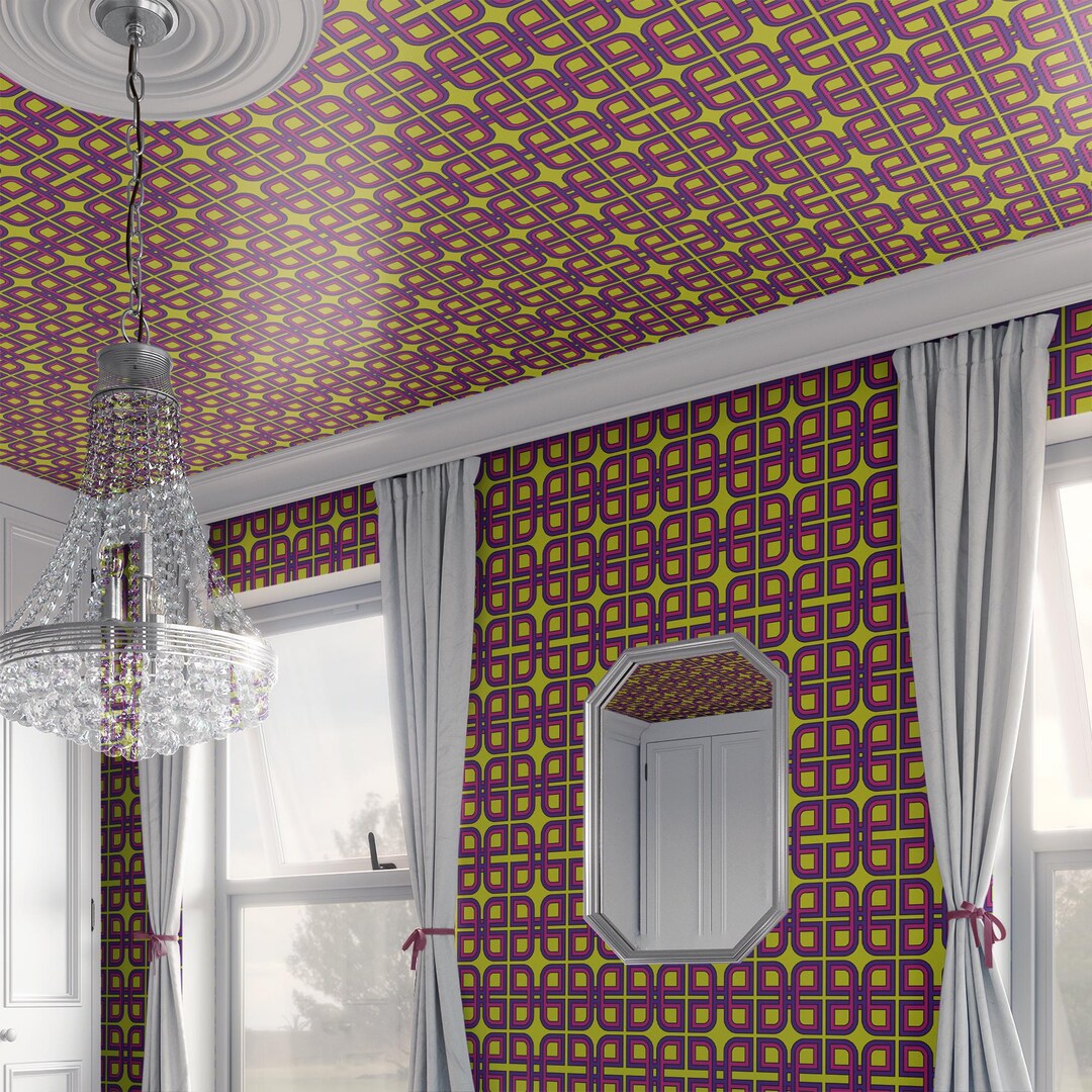 Wallpaper Retro Colorful 90s Wall Decor Funky Bright Accent Wall Fun ...