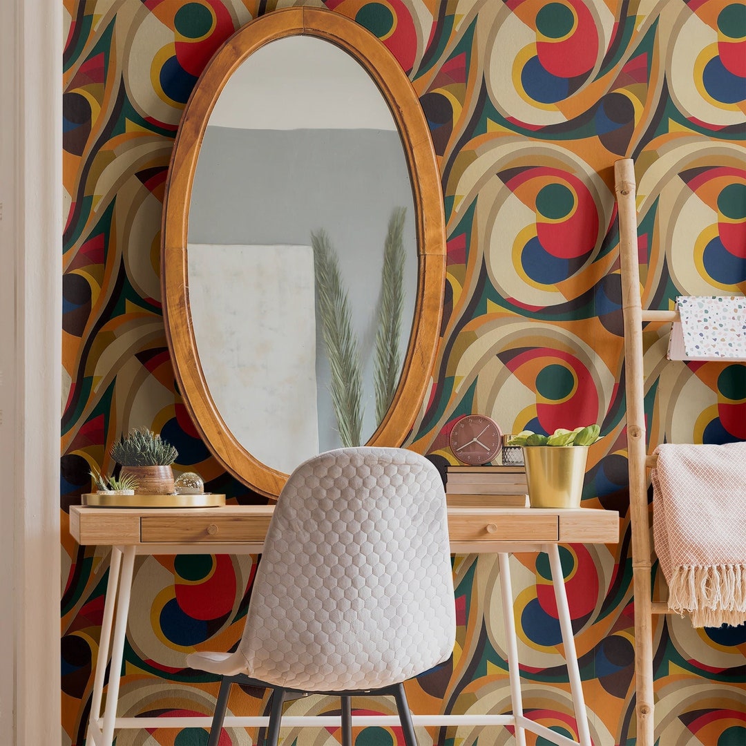 Wallpaper Funky 70s Groovy 1970s Wall Decor Retro Colorful Wall Mural ...