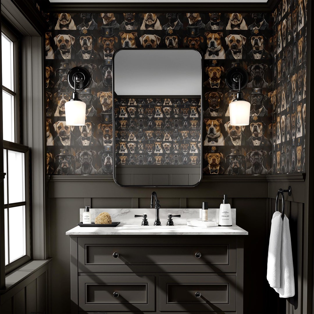 Wallpaper Moody Vintage Dog Luxury Wall Decor Fun Funky Dogs Dark Retro ...