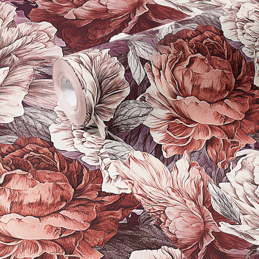 Wallpaper Goth Peony Luxury Wall Decor Moody Vintage Botanical Gothic ...