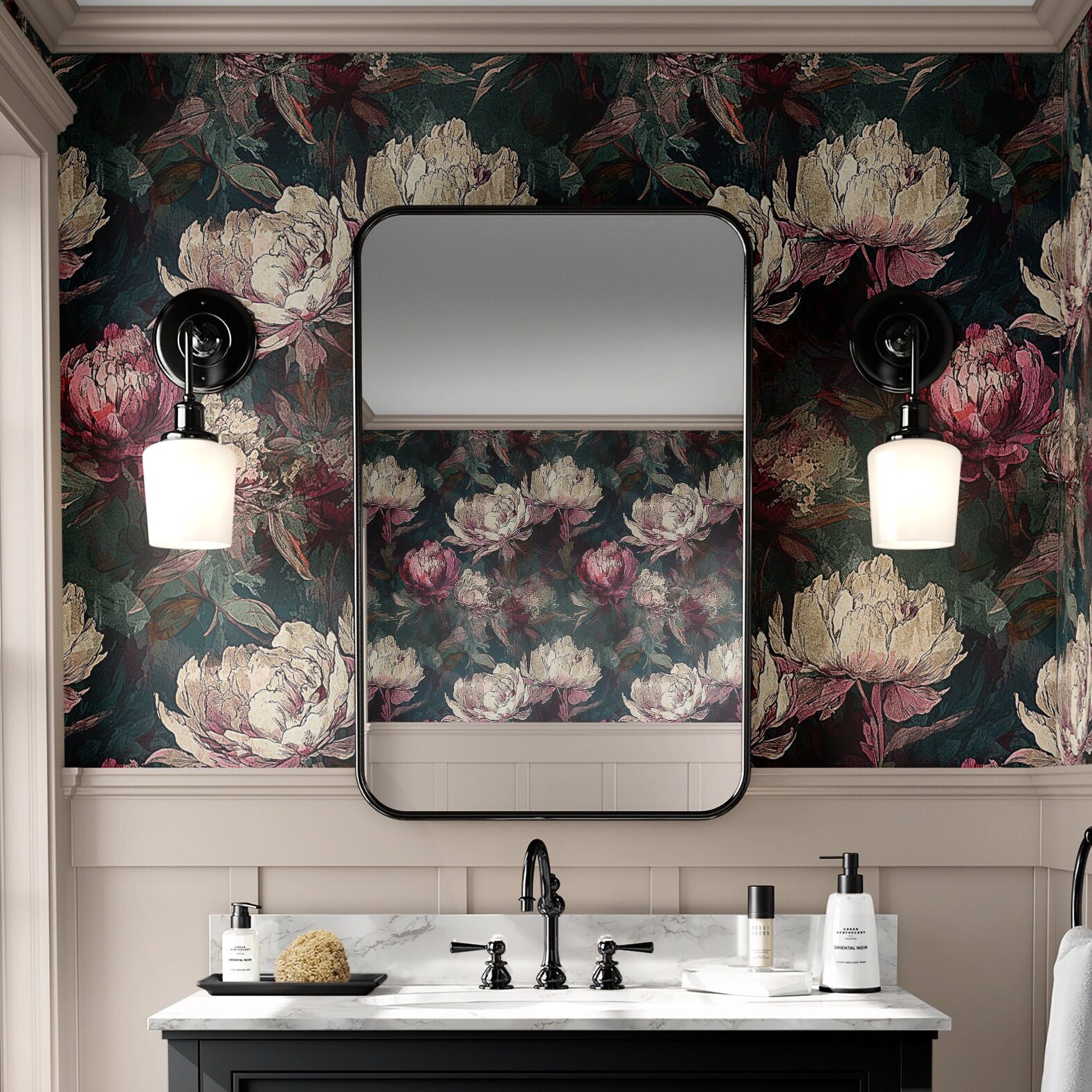 Wallpaper Goth Floral Funky Botanical Wall Mural Dark Luxury - Etsy
