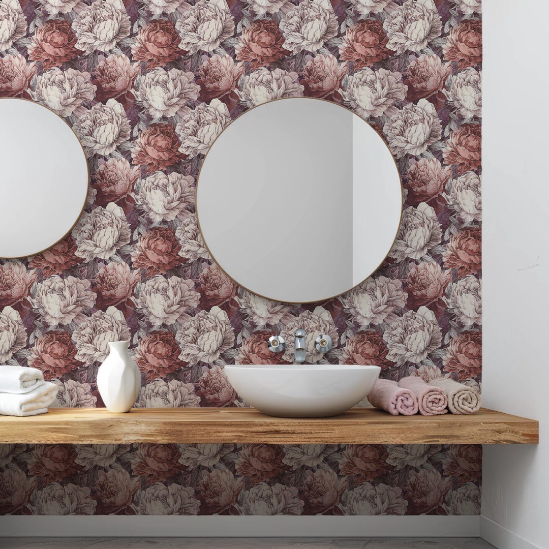 Gothic Peony Wallpaper Moody Vintage Floral Wall Decor Peel and Stick ...