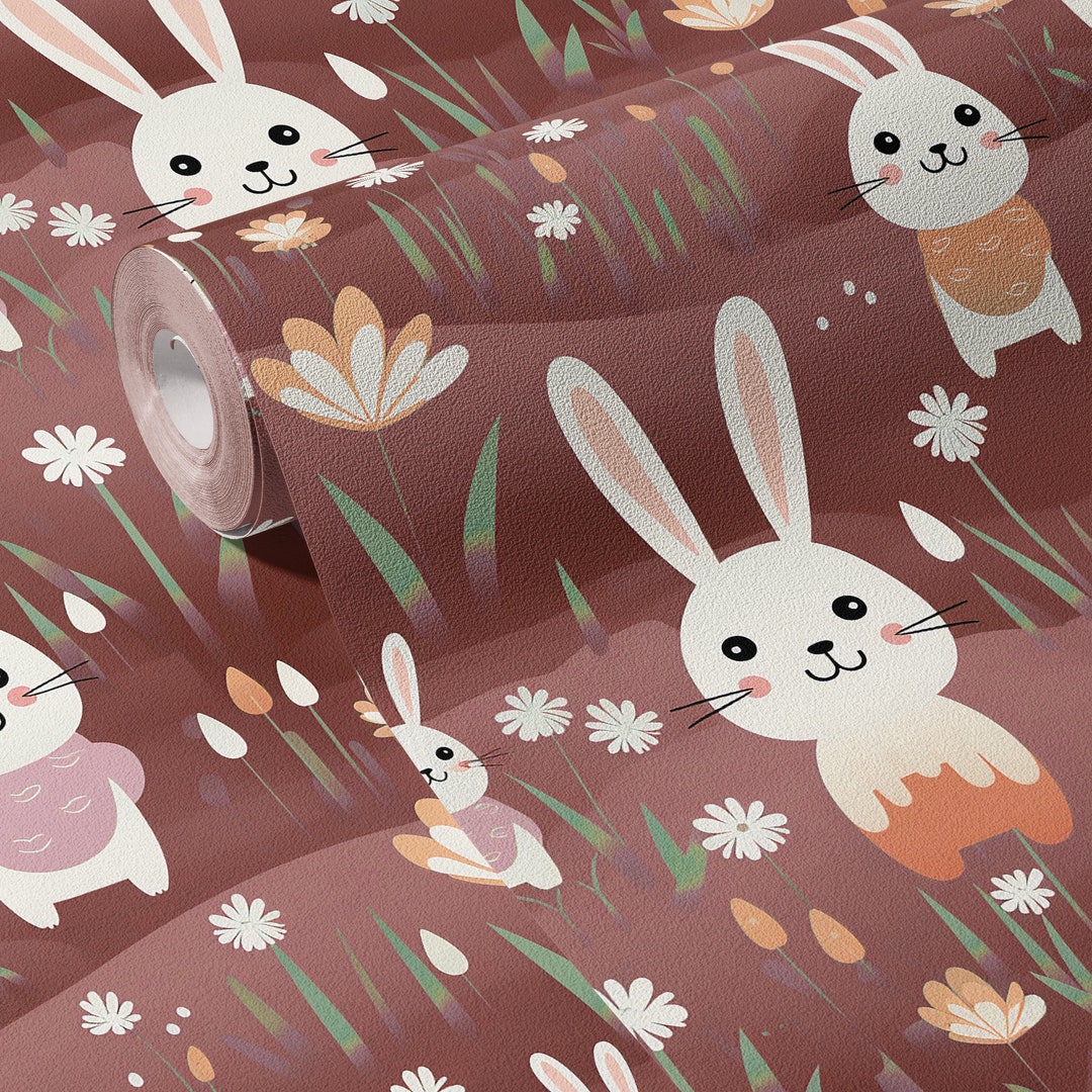 Wallpaper Cool Bunny Rabbit Wallpaper Cute Kids Mural Luxury Playroom ...