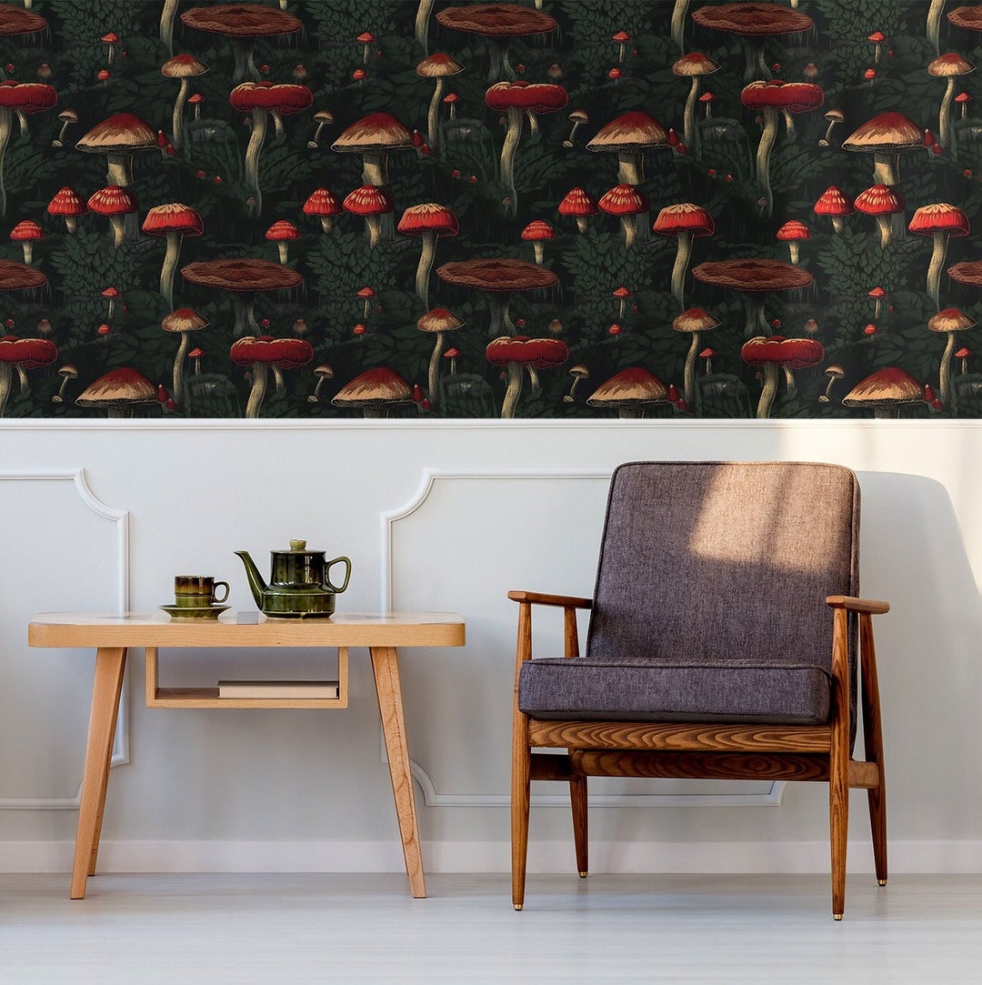 Dark Forest Mushroom Wallpaper Designer Peel & Stick or Traditional ...