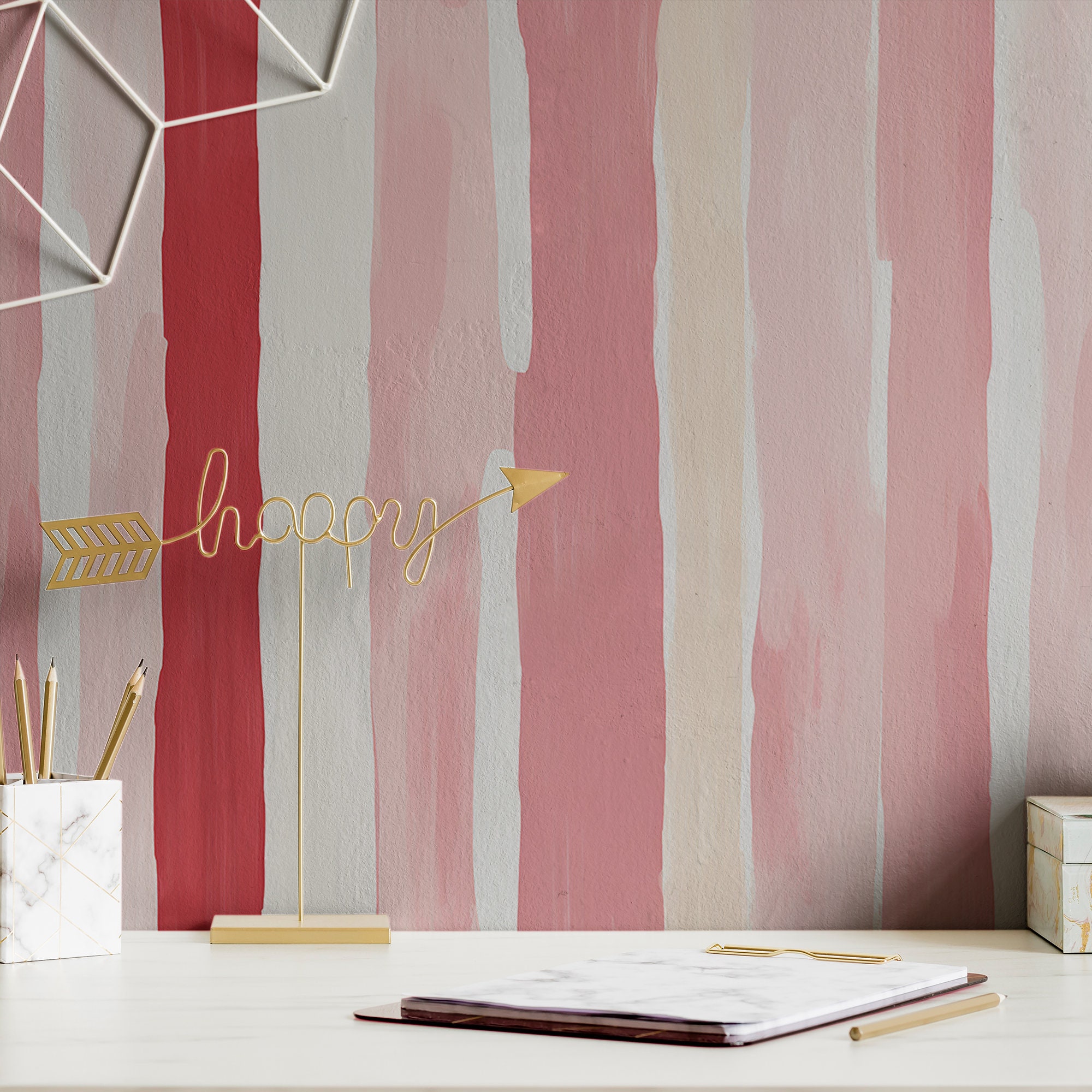 Wallpaper Vintage Pink Funky Stripe Wall Decor Colorful Cool - Etsy