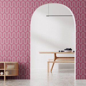 Funky Pink Abstract Wallpaper Fun Accent Wall Decor Peel and Stick or ...