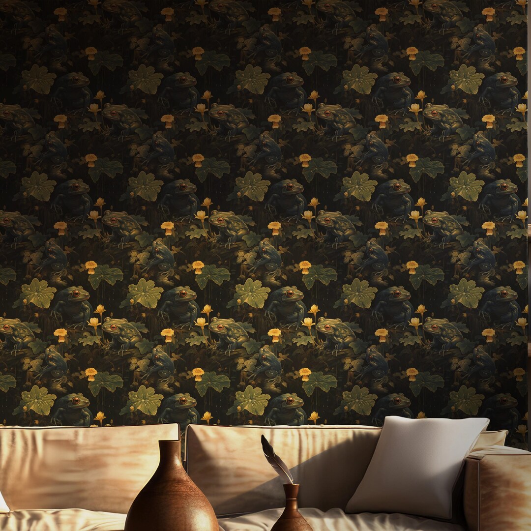 Moody Frog Wallpaper Vintage Watercolor Wall Decor Peel and Stick or ...