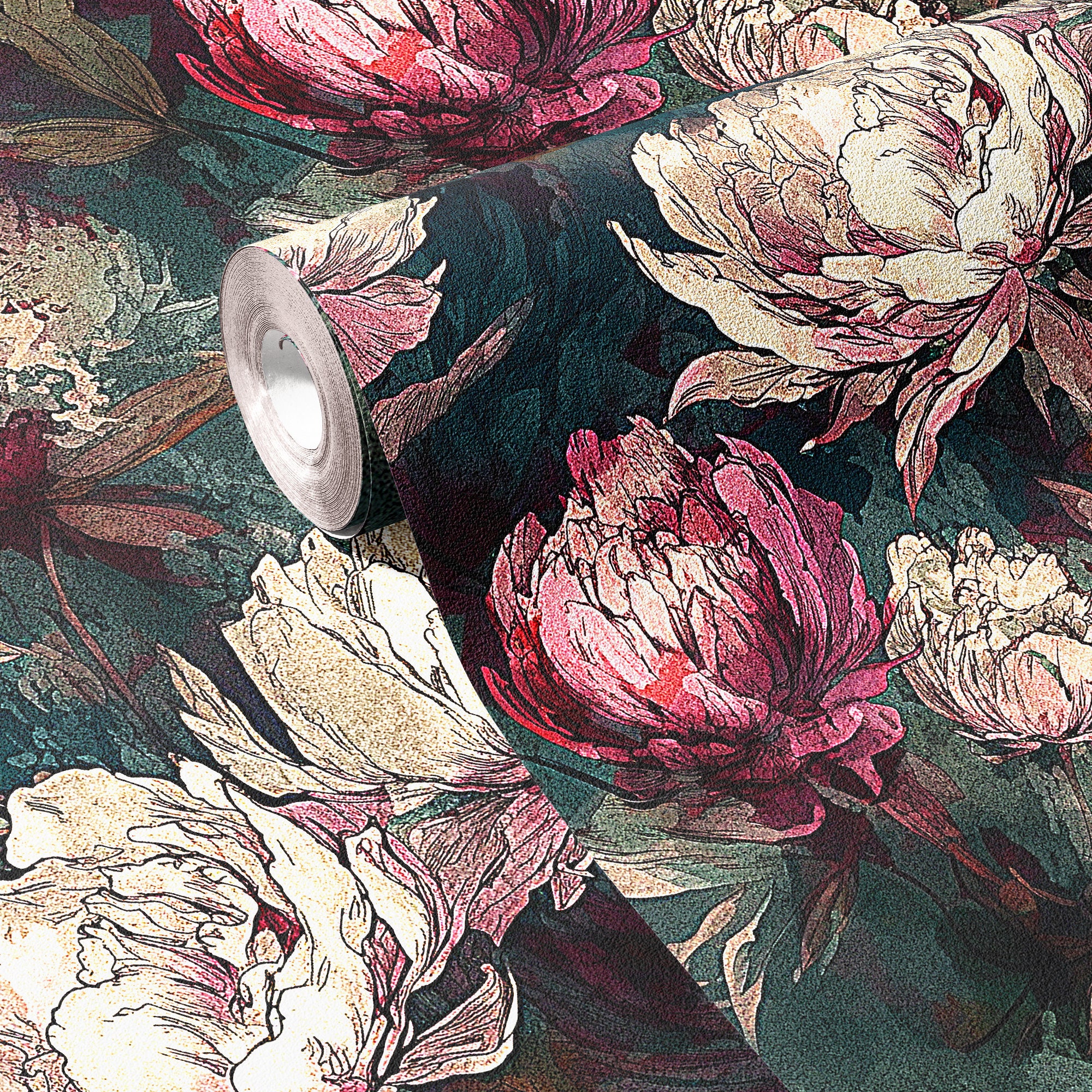 Wallpaper Goth Floral Funky Botanical Wall Mural Dark Luxury - Etsy