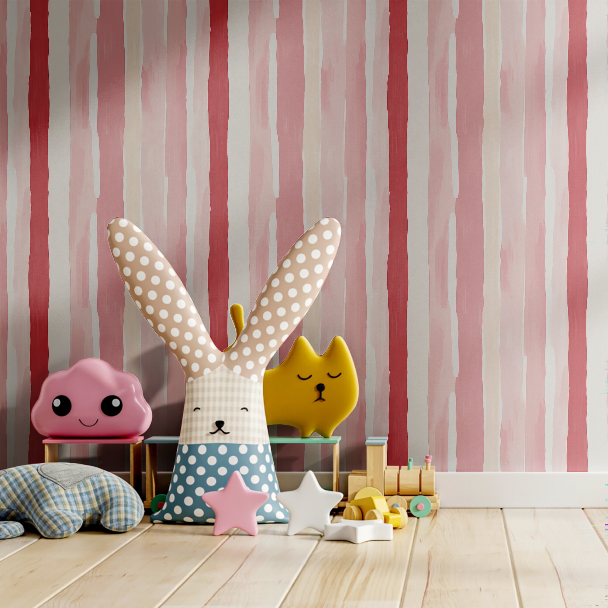 Wallpaper Vintage Pink Funky Stripe Wall Decor Colorful Cool - Etsy