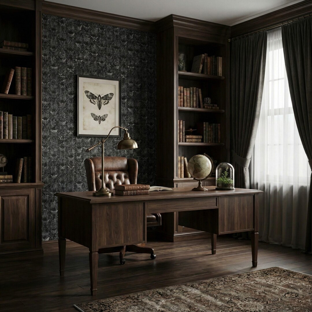 Dark Academia Wallpaper Midnight Moth Gothic Woodland Mushroom Cottage ...