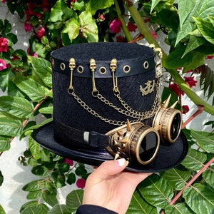 Steampunk Top Hat With Goggles, Skull Mad Scientist Time Traveler ...