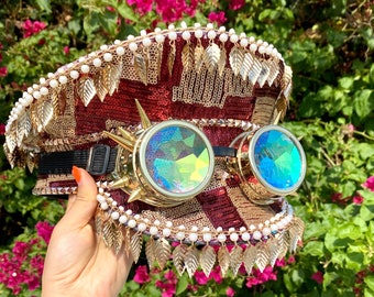 Steampunk Rainbow Gold Sequins Burning Man Top Hat With - Etsy