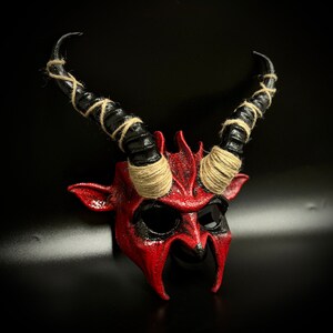 Red Devil Ram Horns Mask, Voodoo Costume Cosplay Masquerade Mask, Ram ...