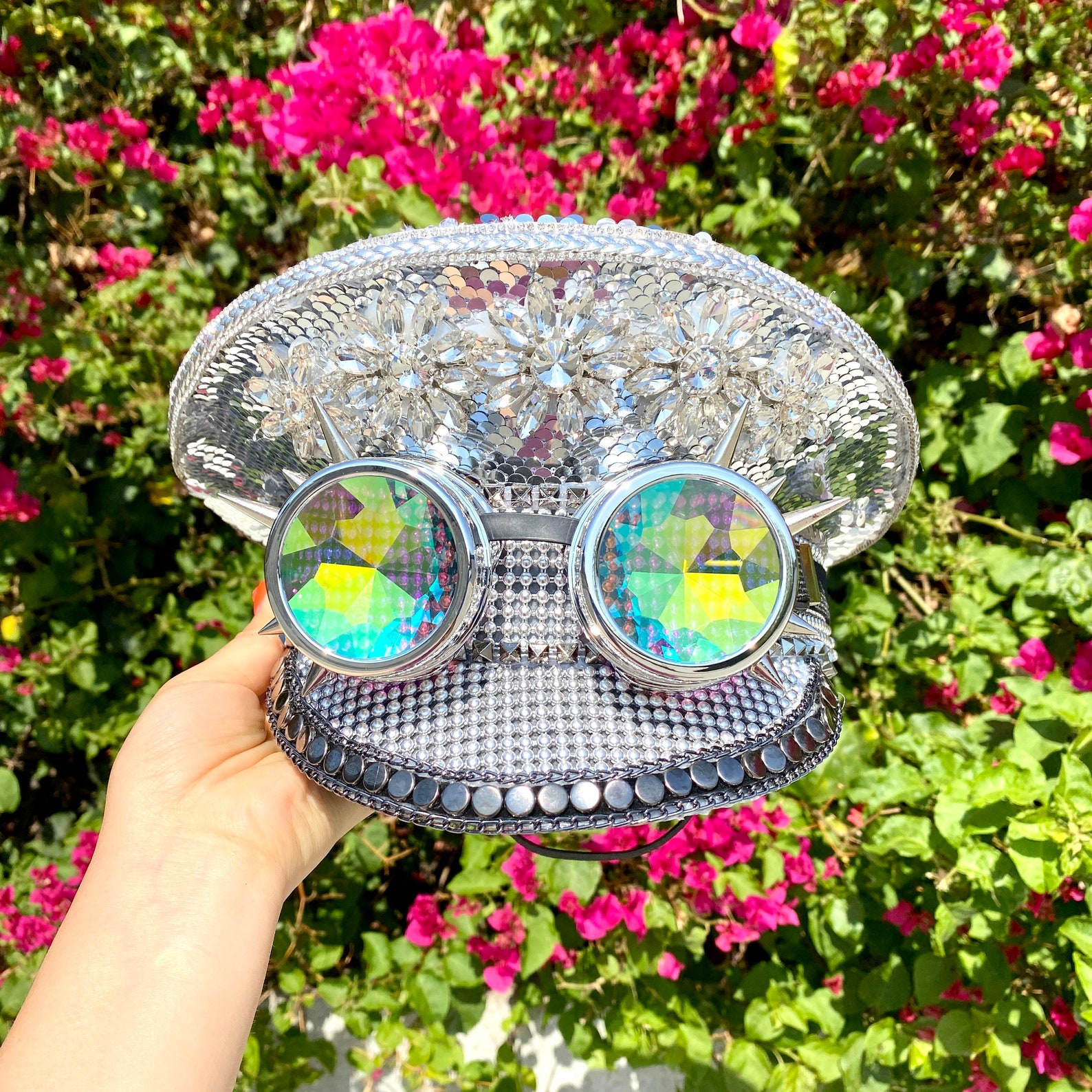 Rave Captain Style Hat, Party Sequin Hat, Military Festival Glitter ...