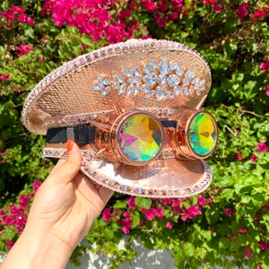 Rave Captain Style Hat, Party Sequin Hat, Military Festival Glitter ...