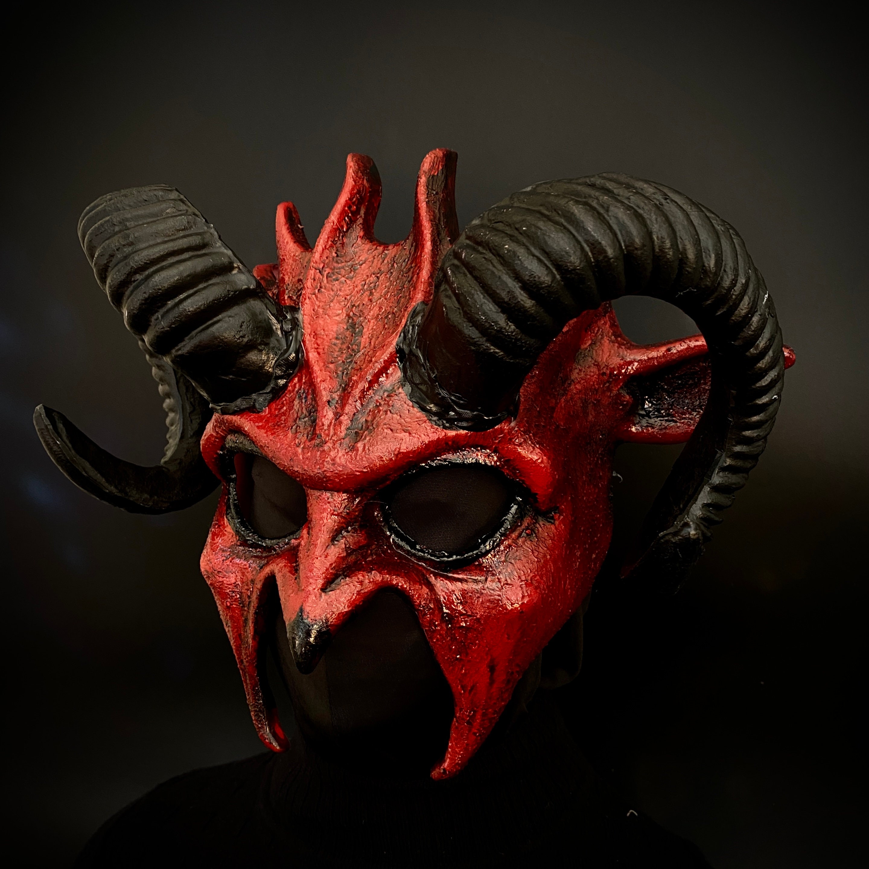 Red Devil Ram Horns Mask Half Face Masquerade Mask Ghost - Etsy UK