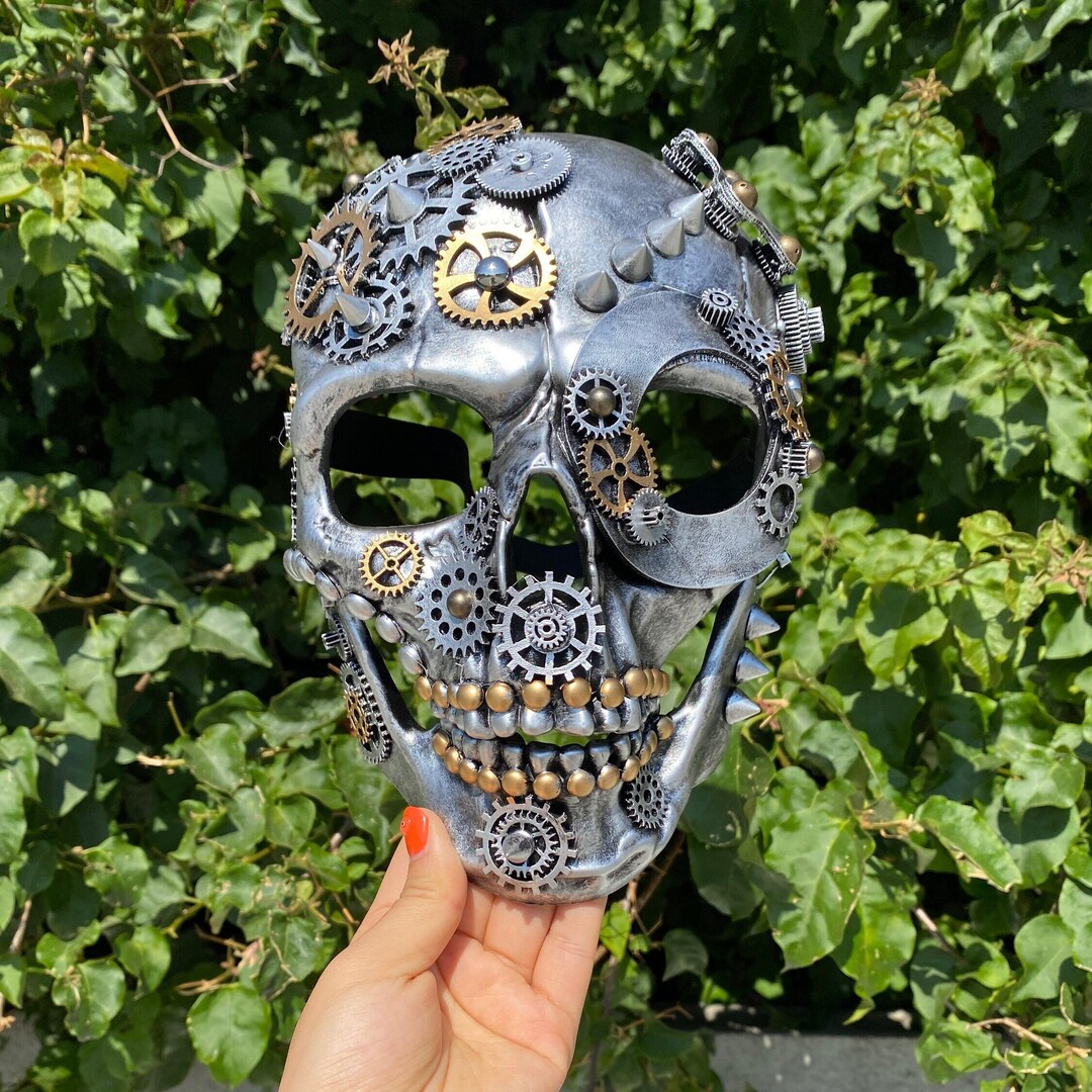 Steampunk Full Face Skeleton Mask, Halloween Skull Mask, Skull ...