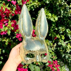 Gold Disco Ball Mirror Bunny Mask, Animal Face Mask With Mirror Pieces ...