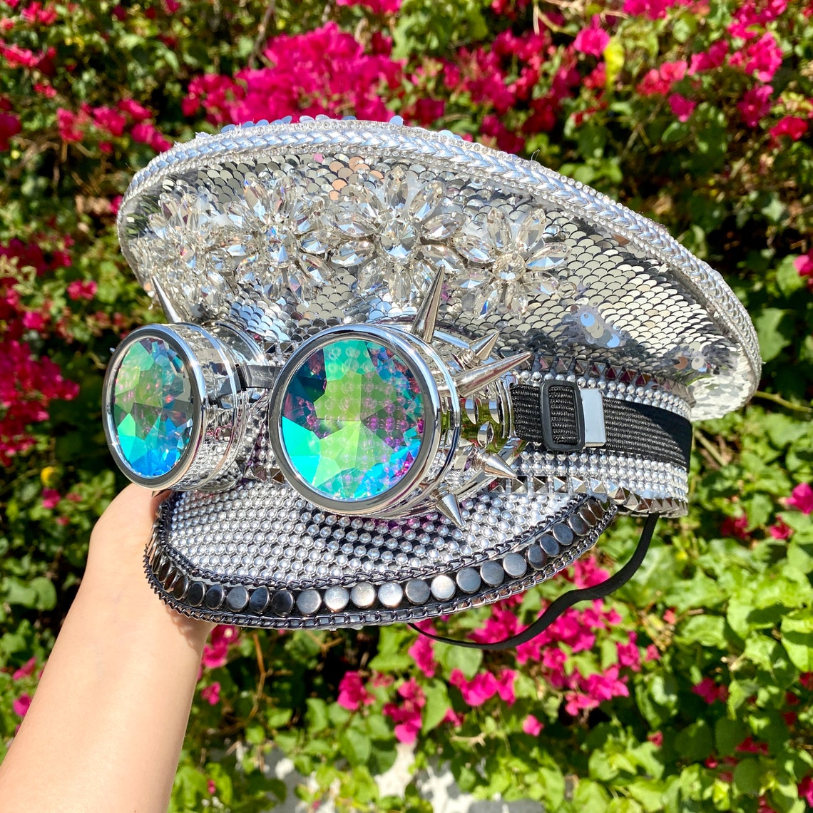 Rave Captain Style Hat Party Sequin Hat Military Festival - Etsy