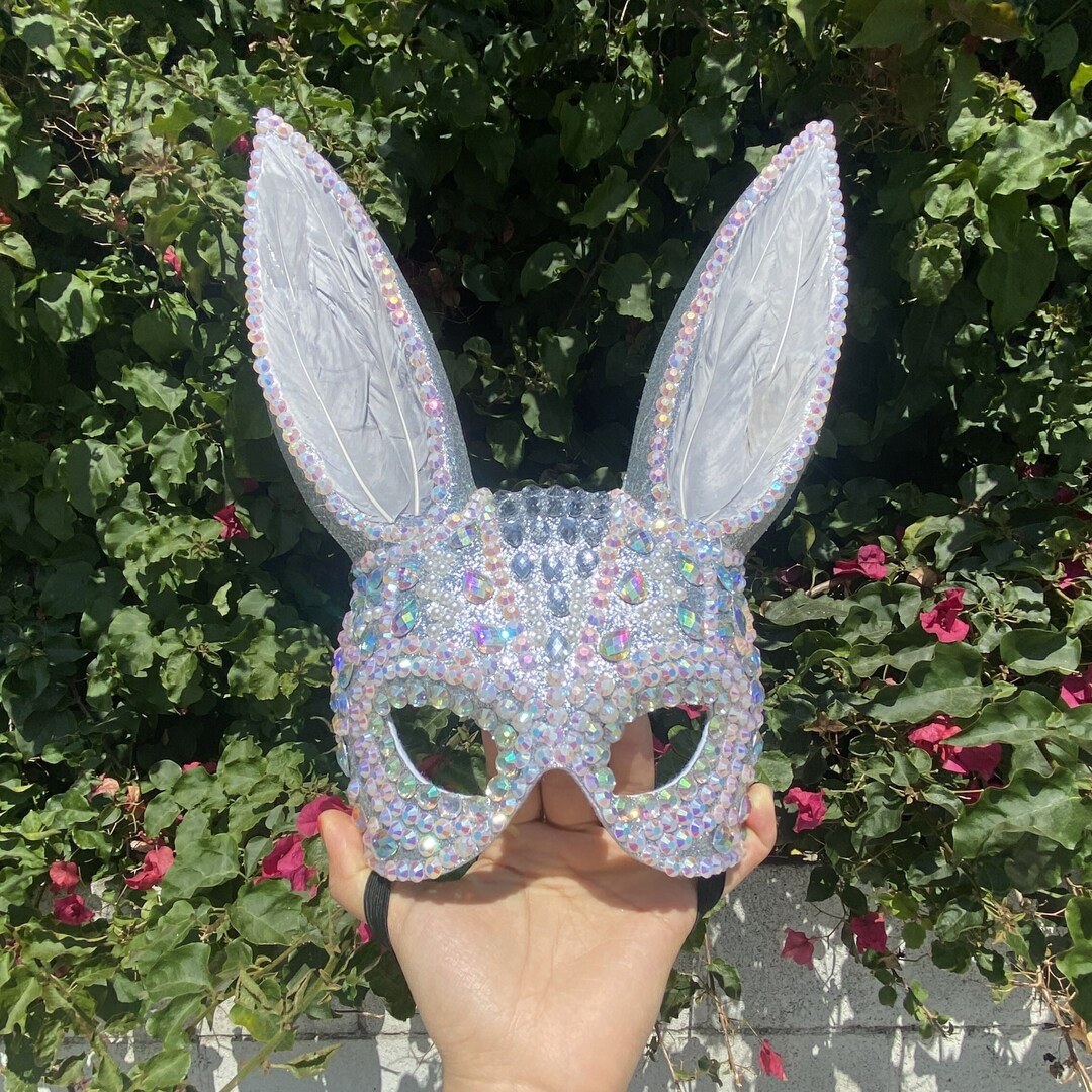 Rhinestone Bunny Mask, Bling Bling Bunny Mask, Halloween Bunny Mask ...
