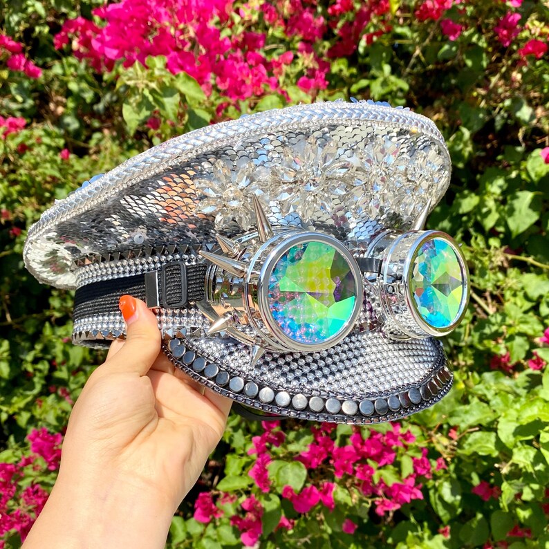 Rave Captain Style Hat Party Sequin Hat Military Festival - Etsy