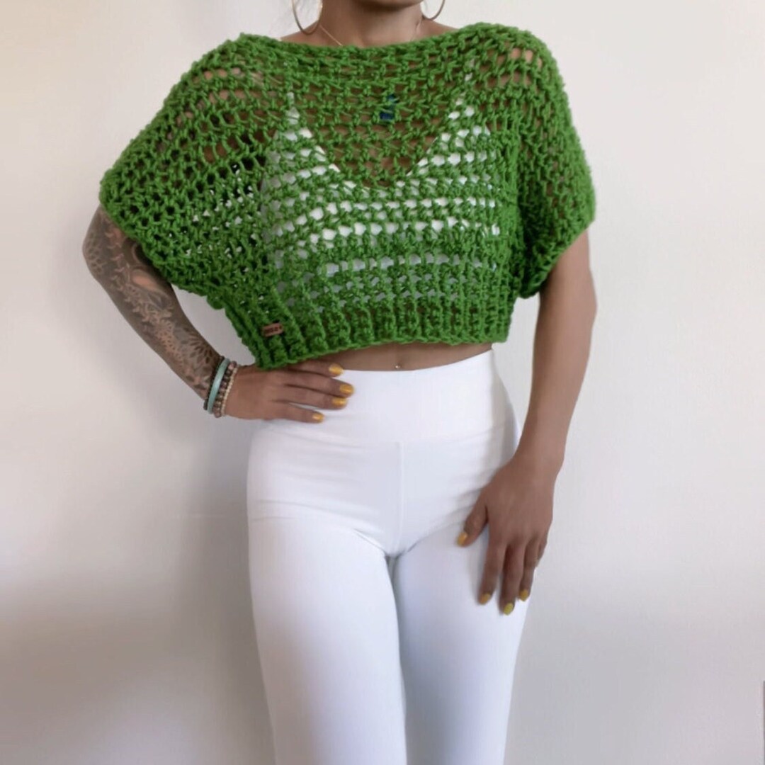 Crochet Crop T Shirt . Fishnet Crochet T Shirt . Mesh Crochet Crop Tank ...
