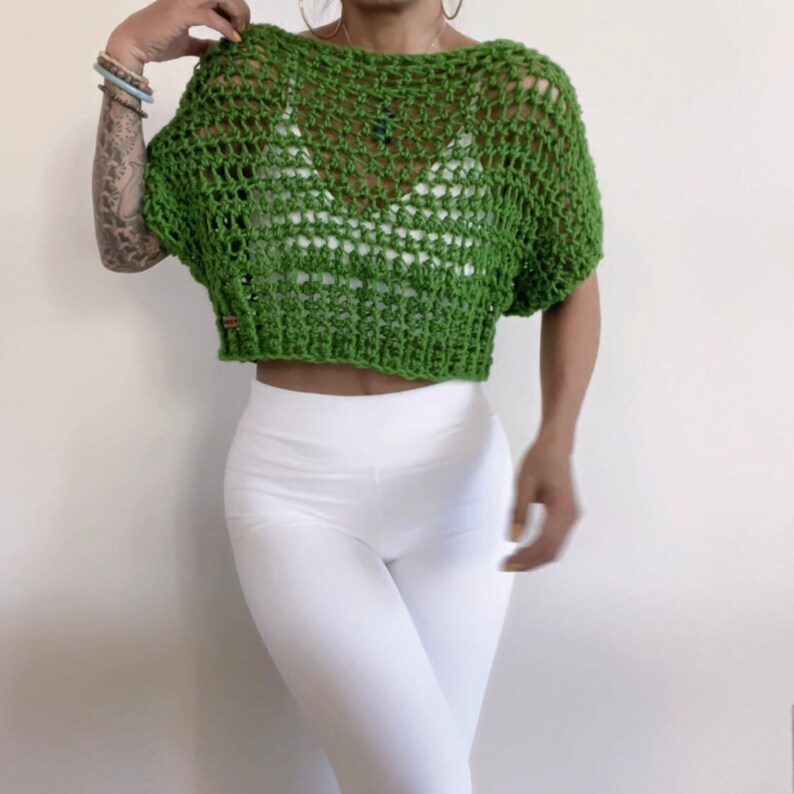 Crochet Crop T Shirt . Fishnet Crochet T Shirt . Mesh Crochet Crop Tank ...