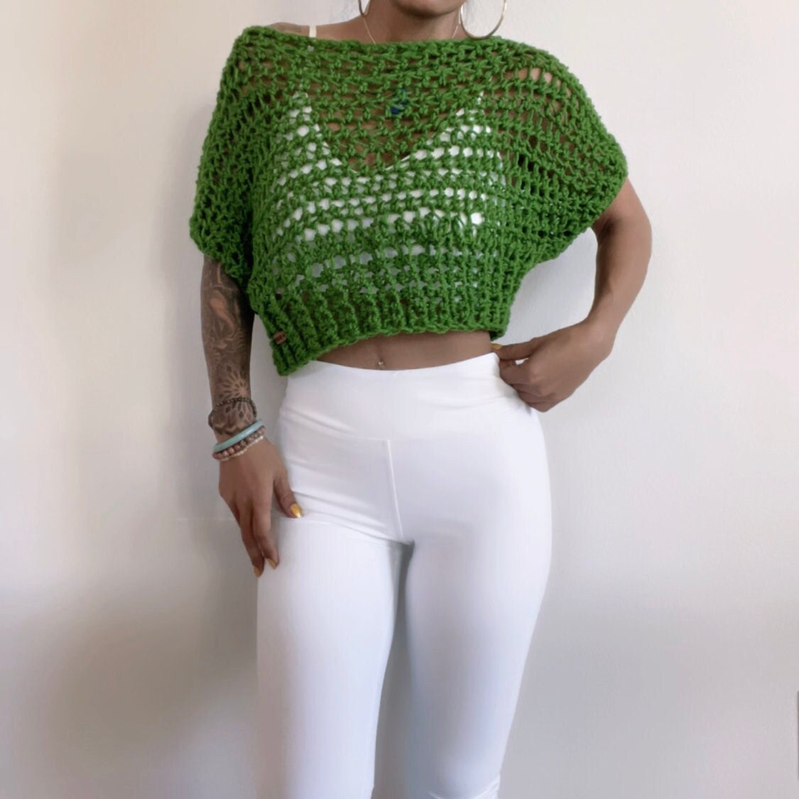 Crochet Crop T Shirt . Fishnet Crochet T Shirt . Mesh Crochet Crop Tank ...