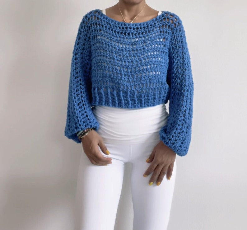 Crochet Crop Sweater . Fishnet Crochet Sweater . Mesh Crochet Crop ...