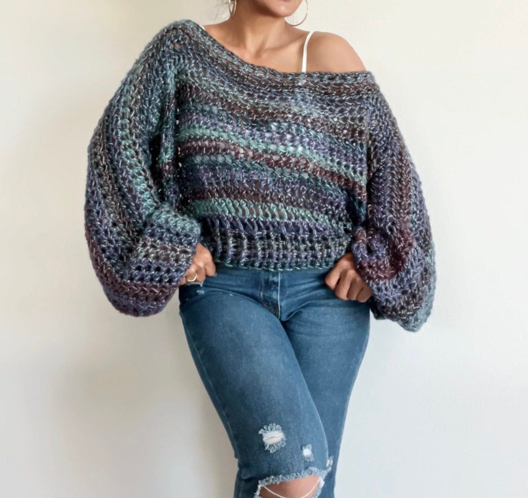 Crochet Crop Sweater . Handmade Crochet Sweater . Chunky Crochet Crop ...