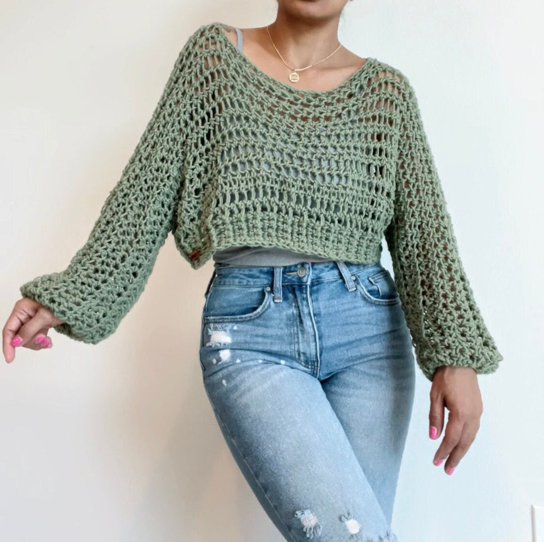 Crochet Crop Sweater . Fishnet Crochet Sweater . Mesh Crochet - Etsy