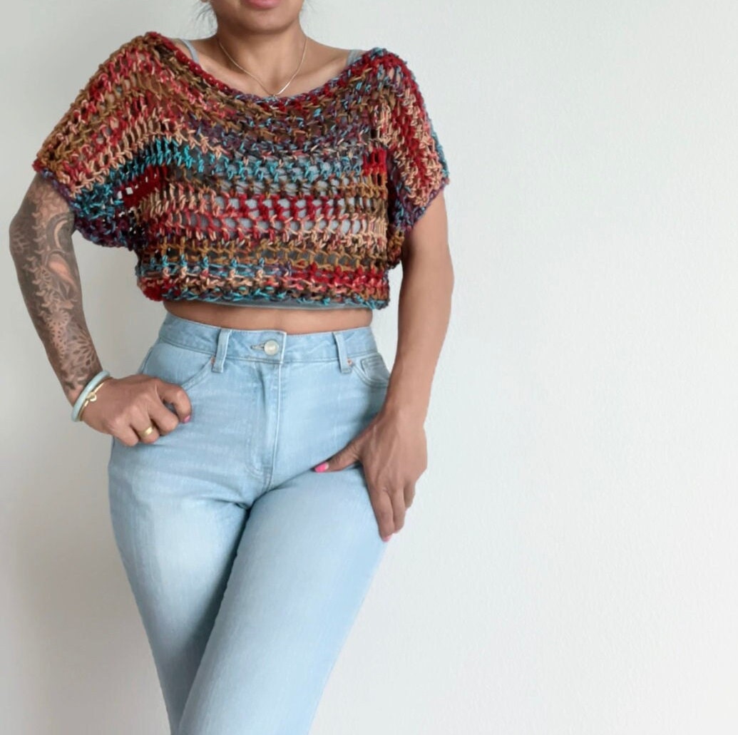 Crochet Crop T Shirt . Fishnet Crochet T Shirt . Mesh Crochet Crop Tank ...
