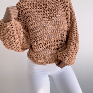 Crochet Mid Crop Sweater . Fishnet Crochet Sweater . Mesh Crochet Crop ...
