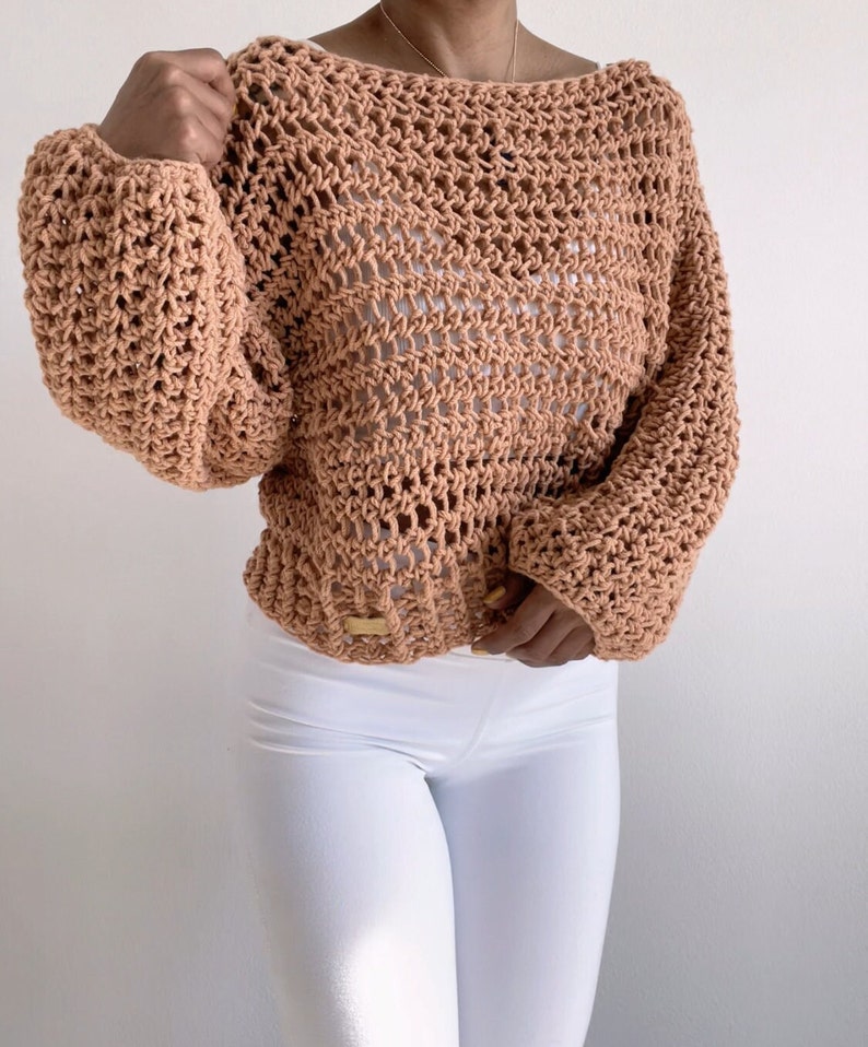 Crochet Mid Crop Sweater . Fishnet Crochet Sweater . Mesh Crochet Crop ...