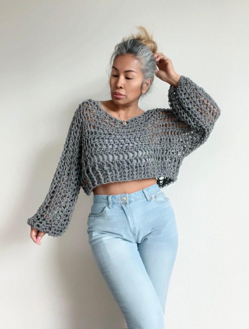 Crochet Crop Sweater . Jamaican Summer Fishnet Crochet Sweater - Etsy