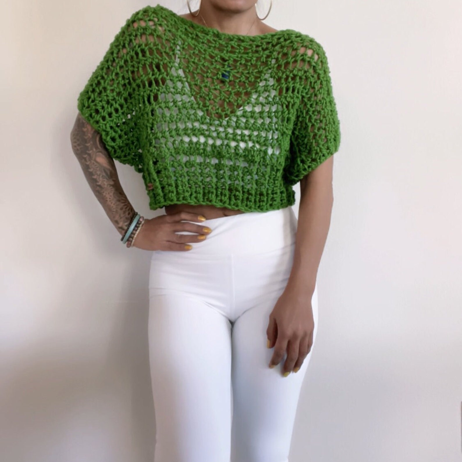 Crochet Crop T Shirt . Fishnet Crochet T Shirt . Mesh Crochet Crop Tank ...