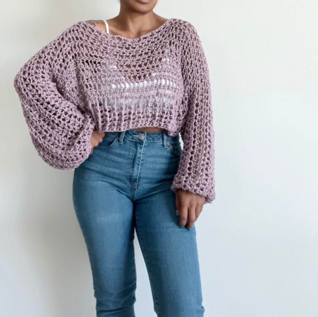 Crochet Crop Sweater . Fishnet Crochet Sweater . Mesh Crochet - Etsy