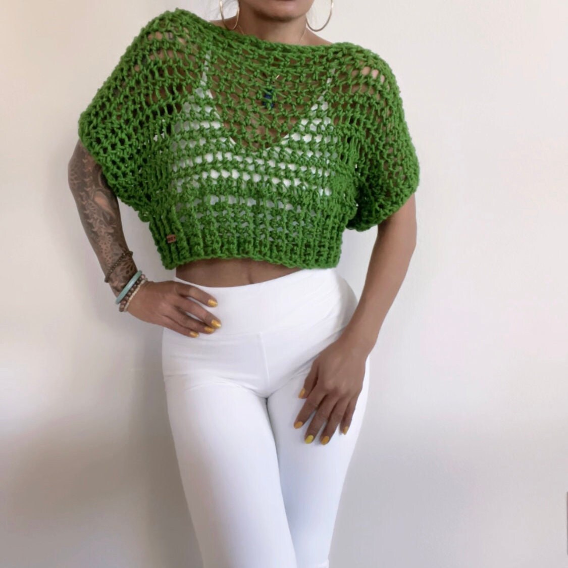 Crochet Crop T Shirt . Fishnet Crochet T Shirt . Mesh Crochet Crop Tank ...