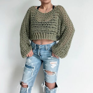 Crochet Crop Sweater . Fishnet Crochet Sweater . Mesh Crochet Crop ...