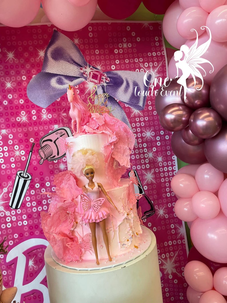 Barbie Birthday Decoration Set With Bright Pink Balloons Garland Arch ...