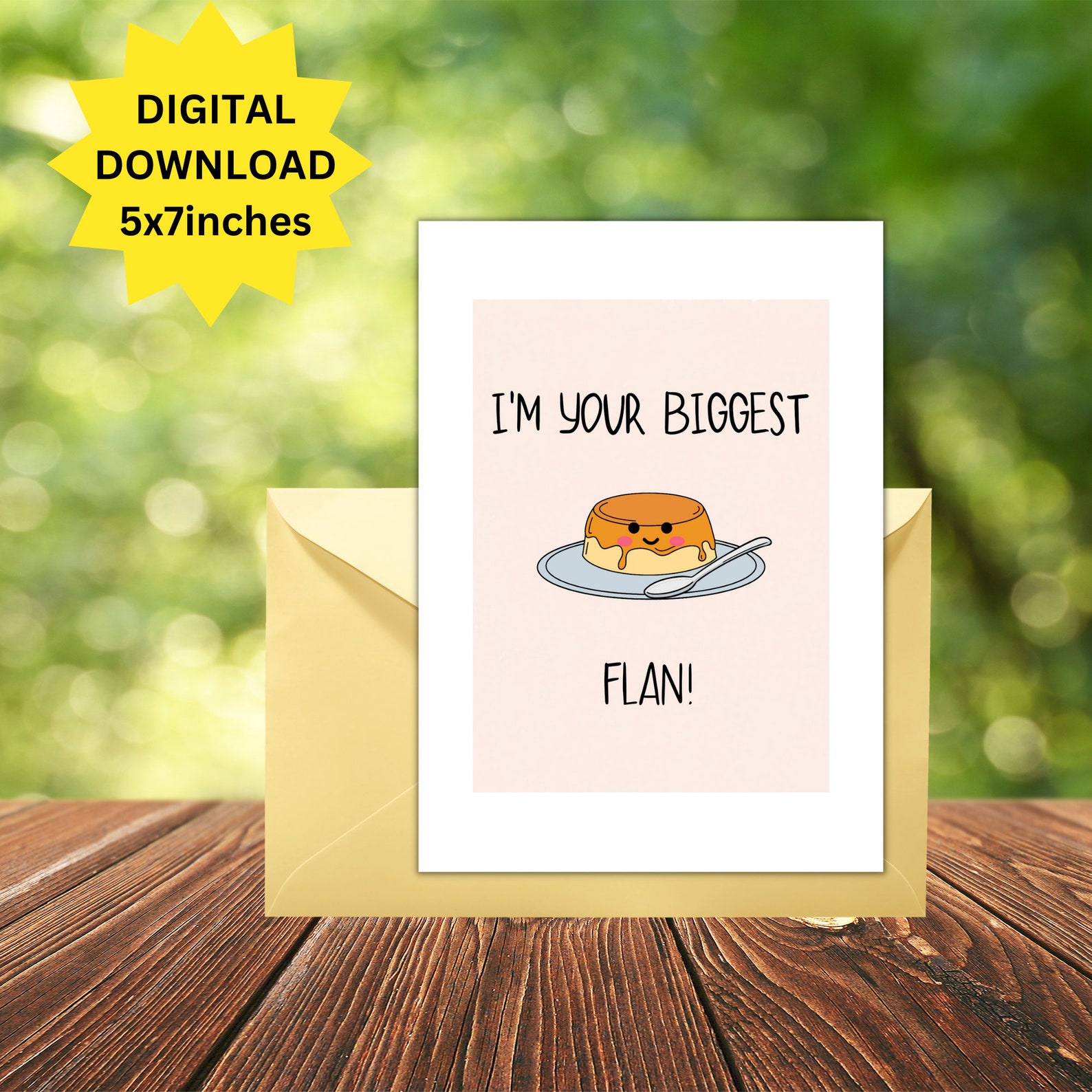 I'm Your Biggest Fan! Dessert Flan Pun Greeting Cards, Gift for Her ...