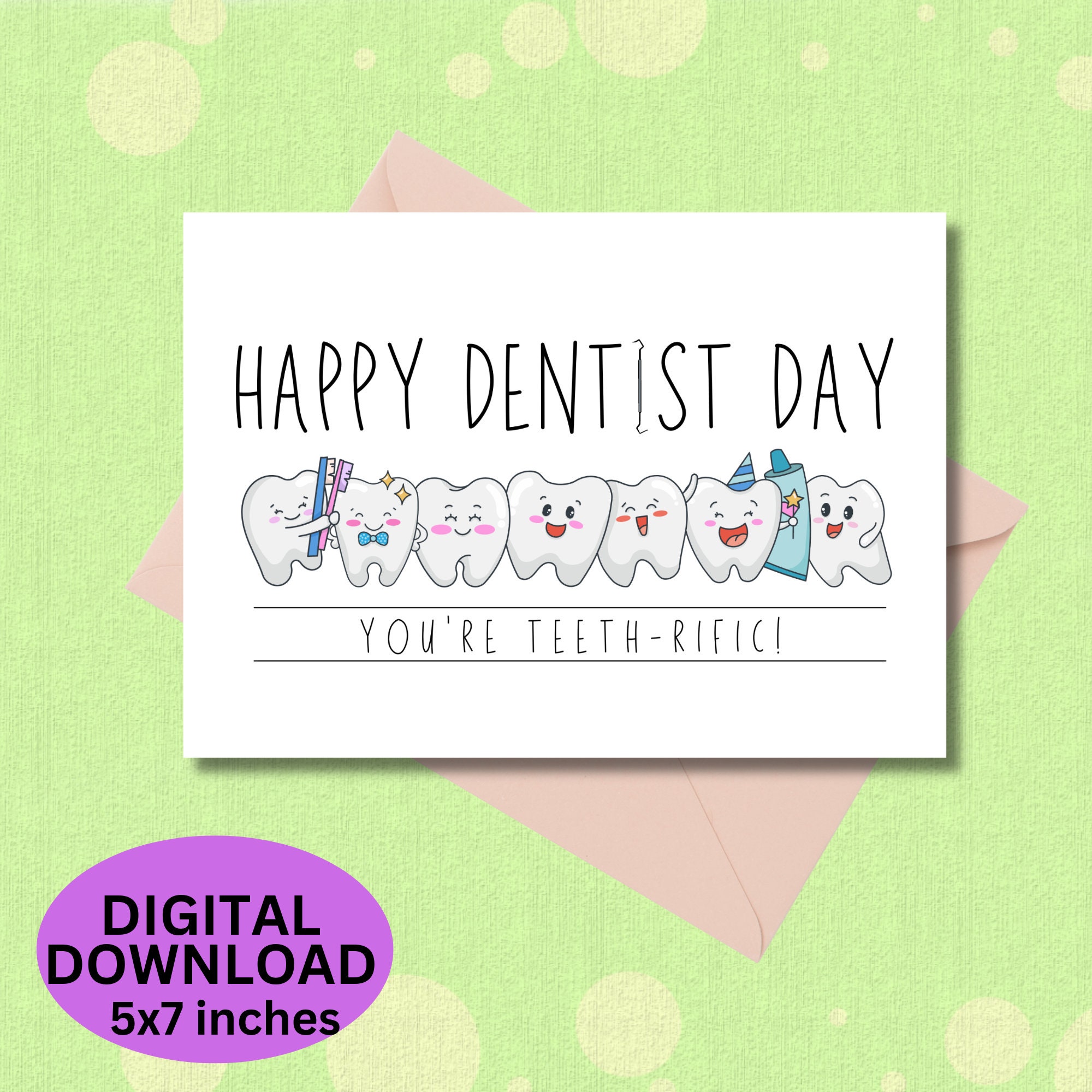 Happy Dentist Day, National Dental Appreciation, Dental Greeting, Funny Tooth Card, Best Dentist ...